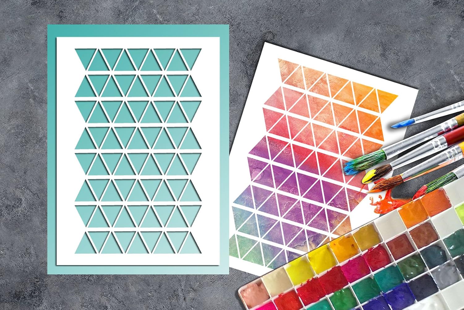 GSS Designs Patterns Stencil Template Set（4 Pack）- Hexagon Triangles ...