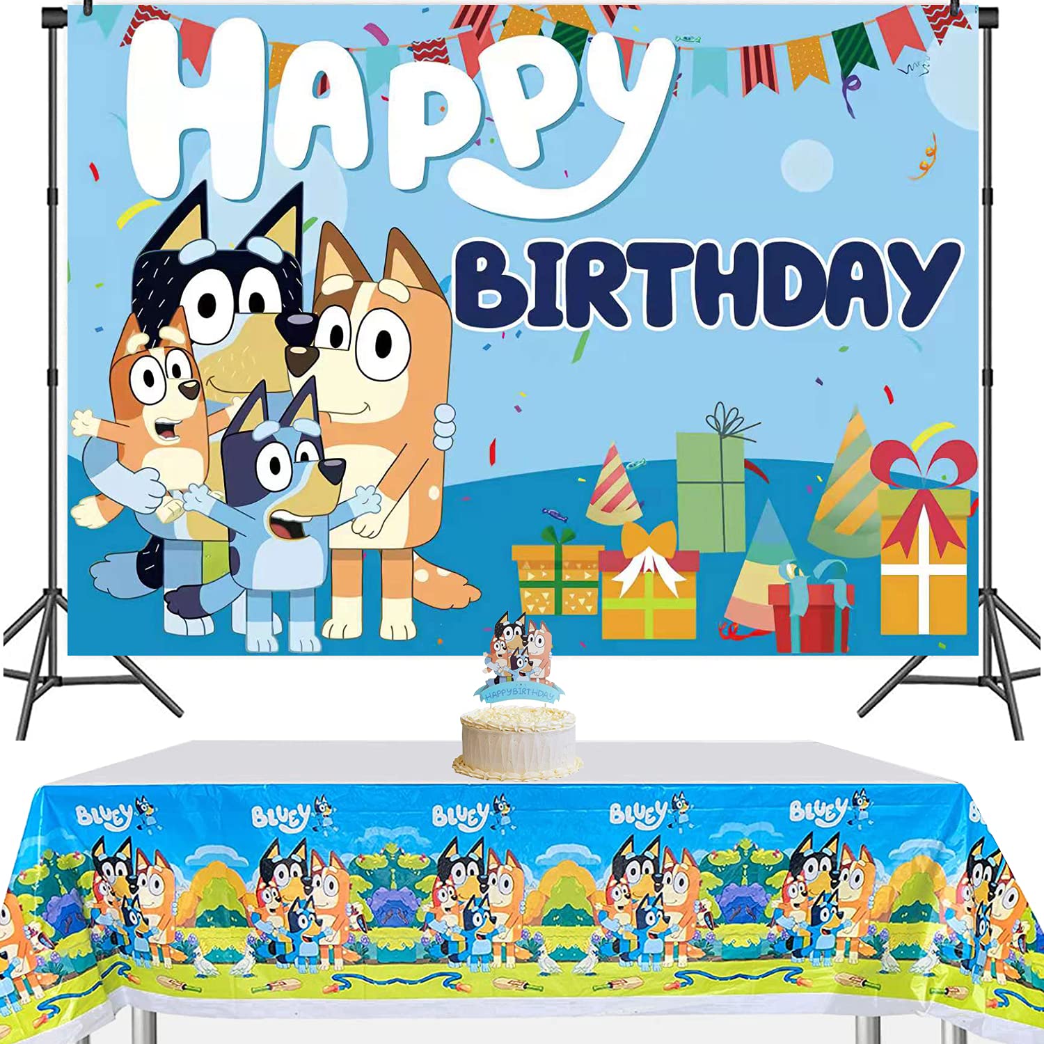 Bluey Backdrop and Tablecloth for Sheepdog Theme Birthday Party ...