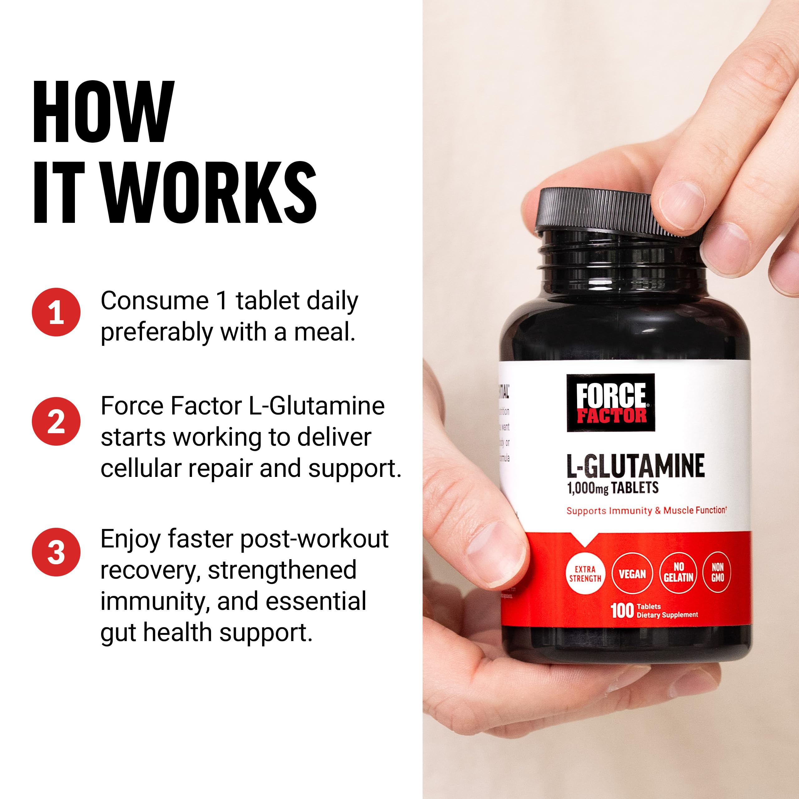 Mua FORCE FACTOR L-Glutamine 1000mg Tablets, Glutamine for Muscle Recovery, Healthy Muscle ...