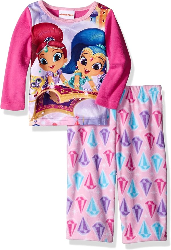 Amazon.com: Nickelodeon Girls' Shimmer and Shine 2-Piece Fleece Pajama ...
