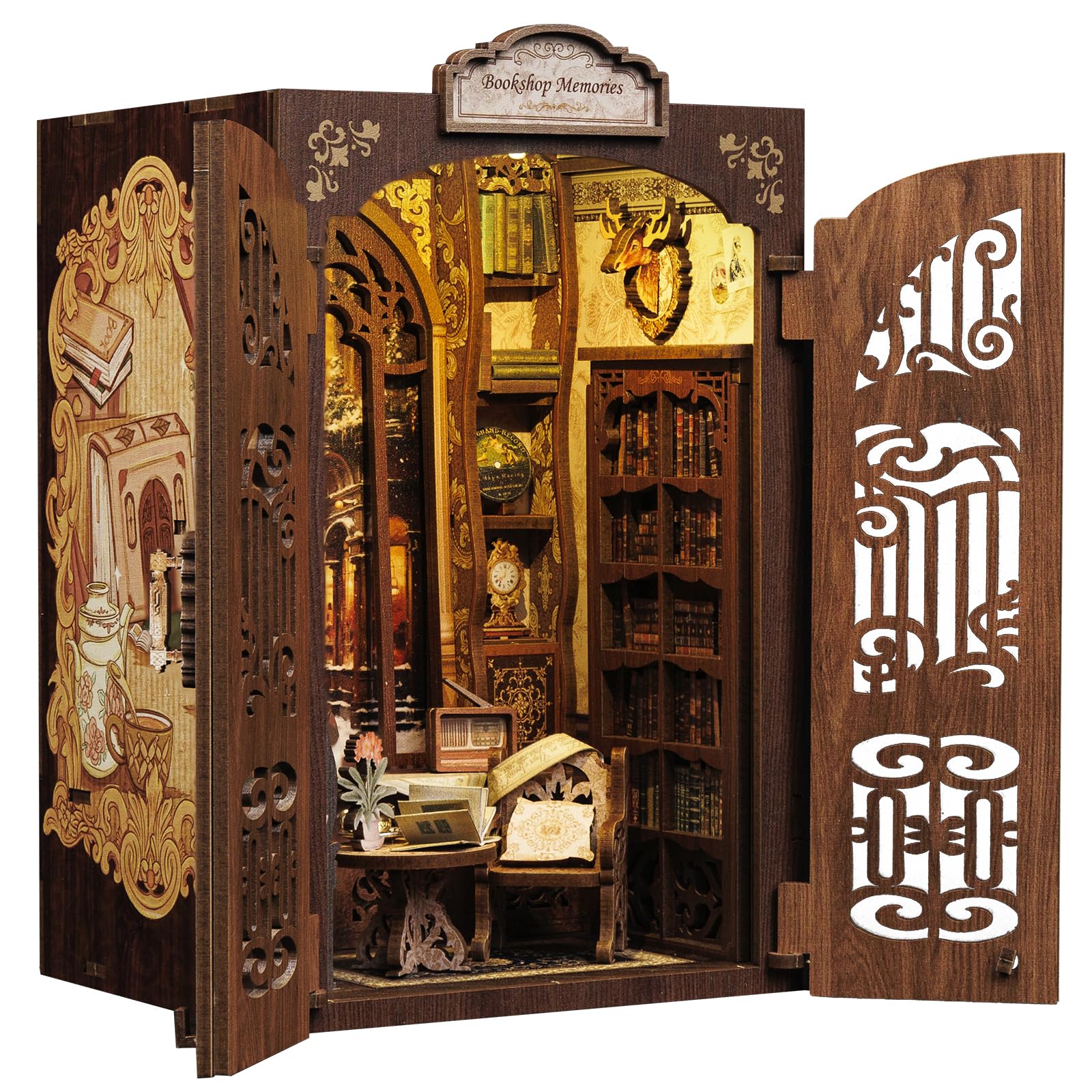 CUTEBEE DIY Book Nook Kit for Adults and Teens, DIY Wooden Miniature Tiny House Dollhouse Kit ...