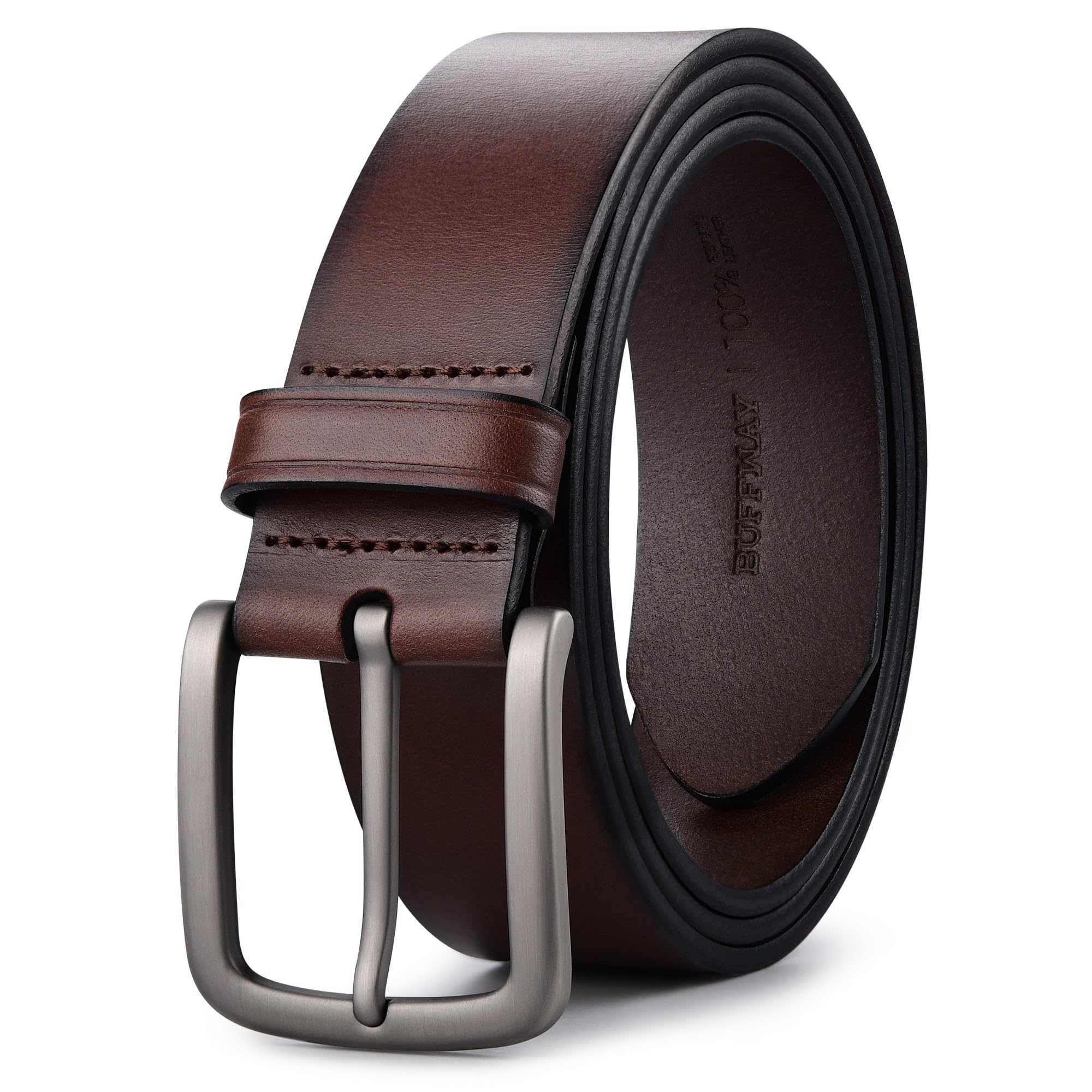 Buffway Men's Leather Belt,1.5" Handcrafted Top-Grain Leather – Durable ...