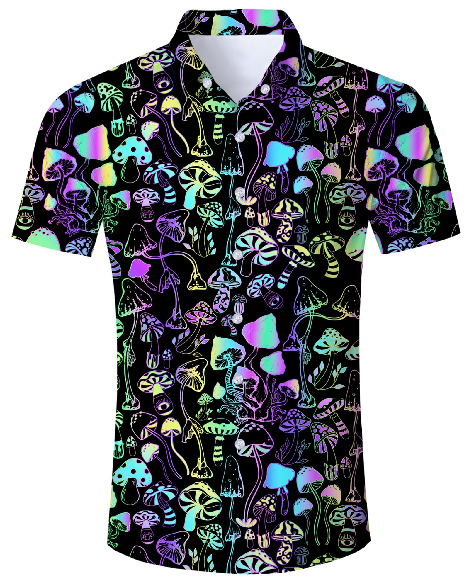 ALISISTER Mushroom Shirt for Men Funny Novelty Hawaiian Rave Neon ...