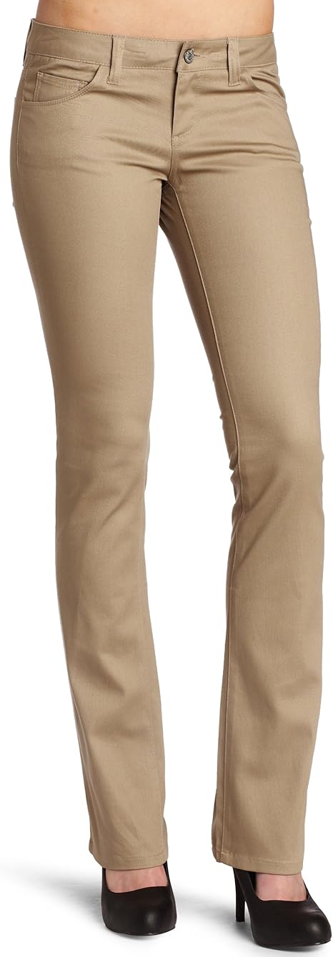 Dickies Girl Juniors 5 Pocket Straight Leg Pant,Khaki,0: Amazon.co.uk ...