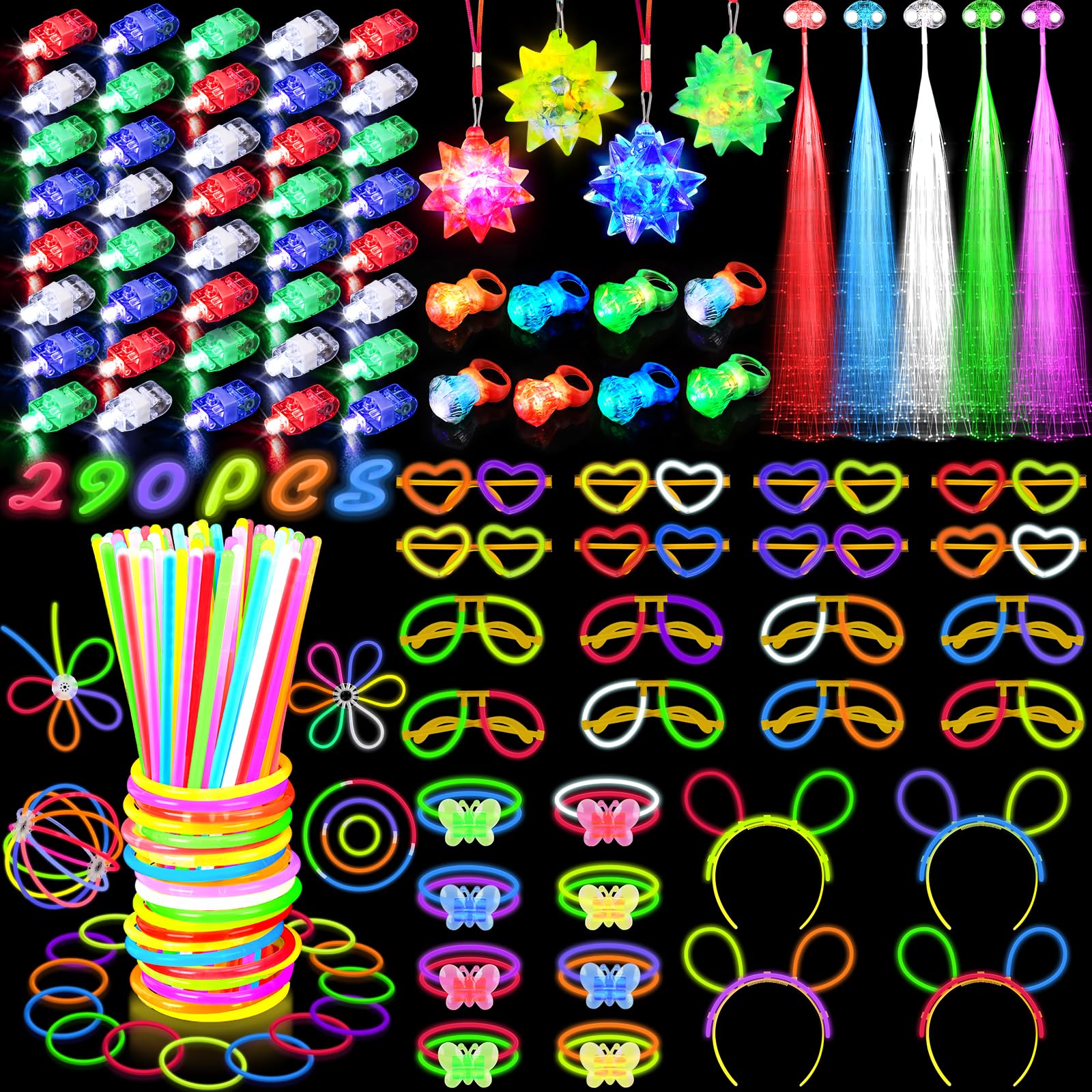 Glow in the Dark Party Supplies for Kids Adults, Light Up Party Favors ...