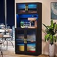 Amazon.com: LVSOMT 67" LED Storage Cabinet with Charging Station ...