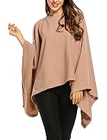 Modern Kiwi Solid Long Knit Asymmetric Wrap Poncho Topper Burgundy One ...
