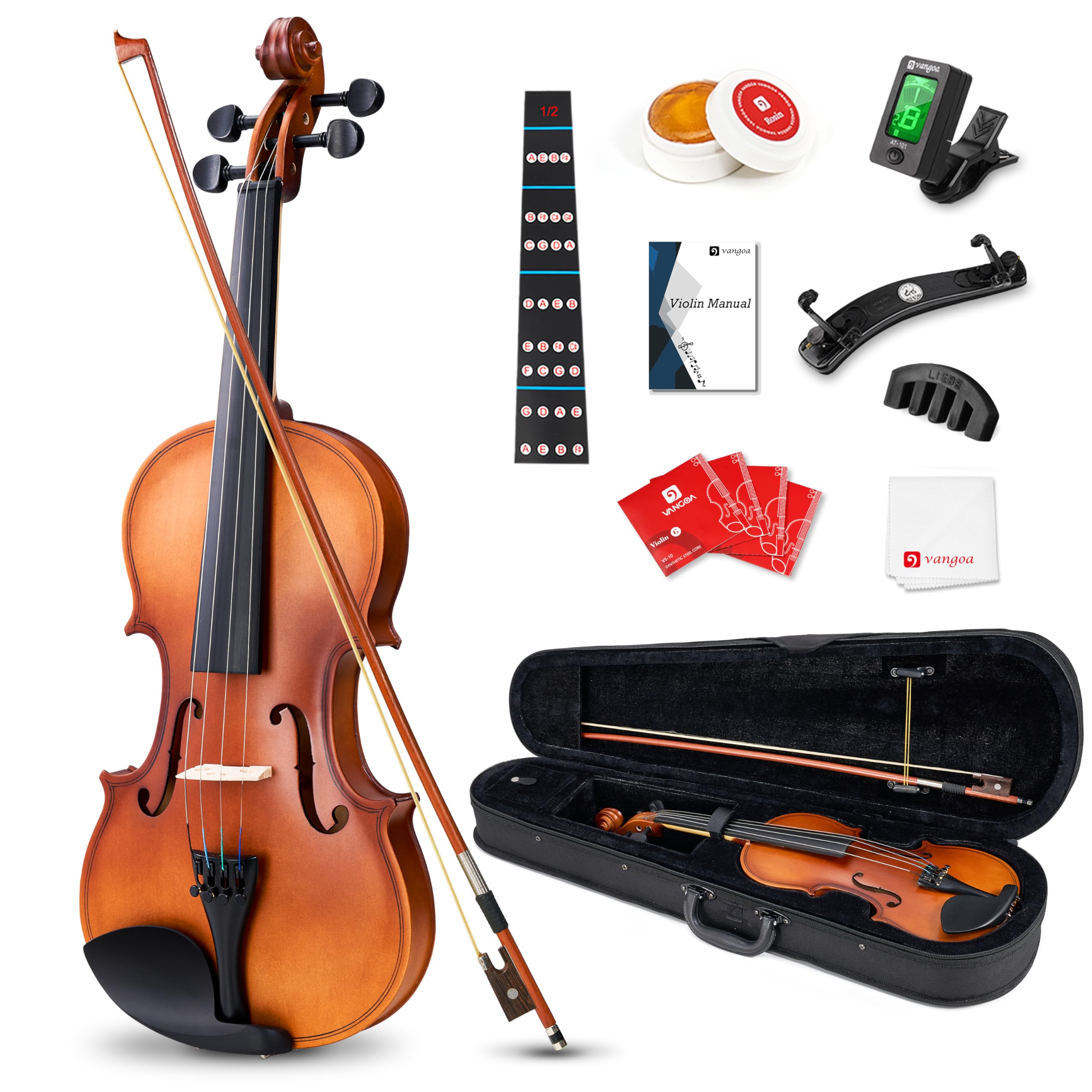 Mua Vangoa 1/2 Violin Set for Beginners Kids Student Fiddle Half Size ...