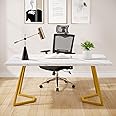 Amazon.com: Tribesigns Modern Gold Computer Desk: 55 Inches White and ...