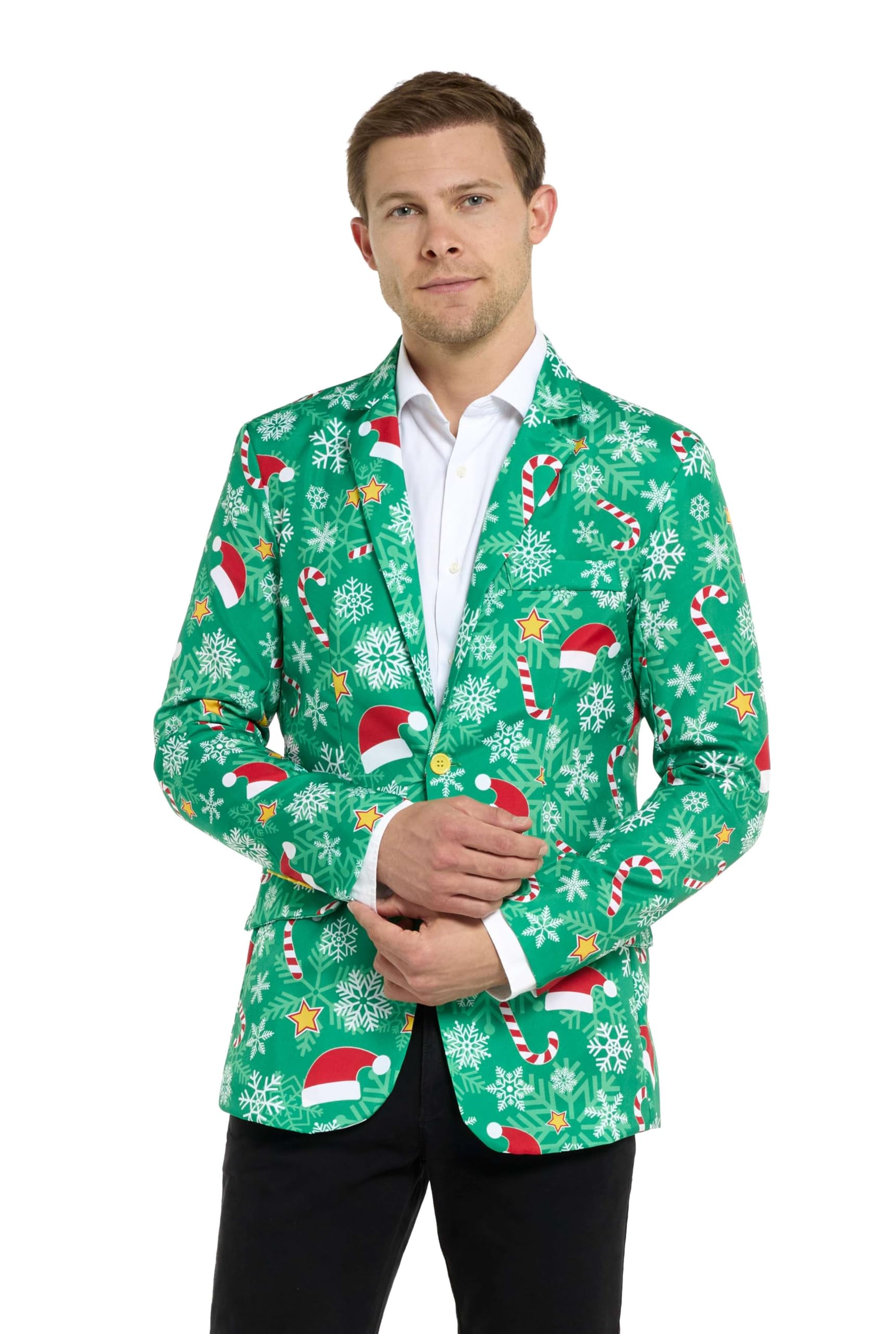 Offstream Men's Christmas Jacket - Party Holiday Blazer Slim Fit ...