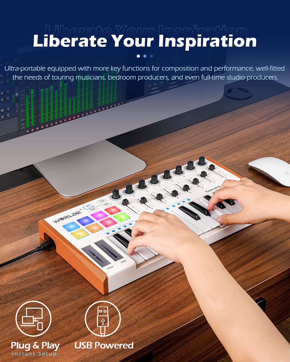 Mua Vangoa Worlde MIDI Keyboard Controller 25 Key, Worlde Tuna Mini USB ...