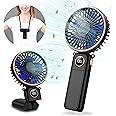 Amazon.com: Portable Handheld Fan 5200mAh USB Rechargeable, 180 ...