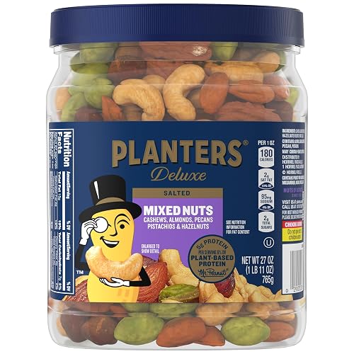 PLANTERS Deluxe Mixed Nuts with Sea Salt, 27 oz Resealable Container ...