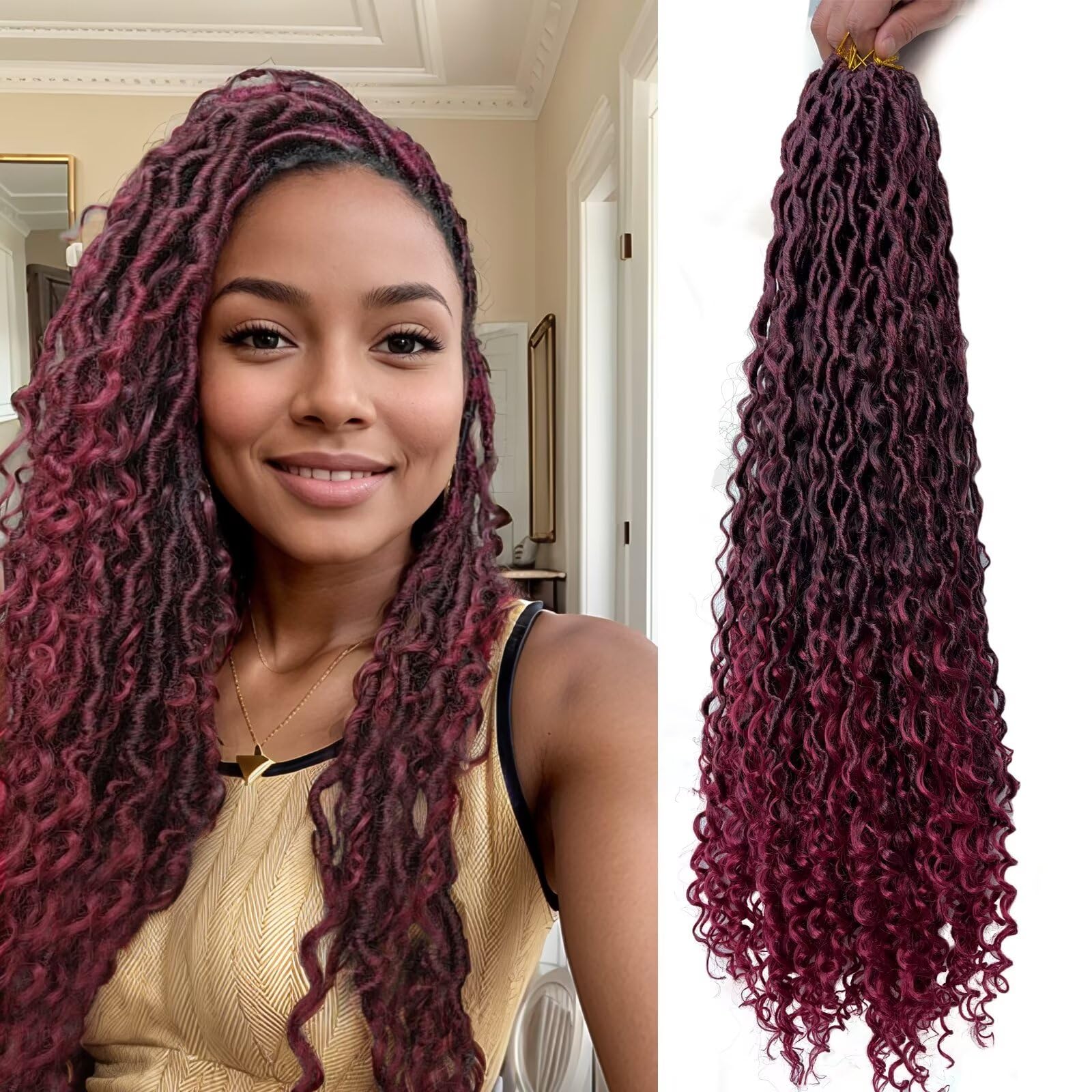 9 Packs New Goddess Locs Crochet Hair Long River Locs Crochet Hair with ...