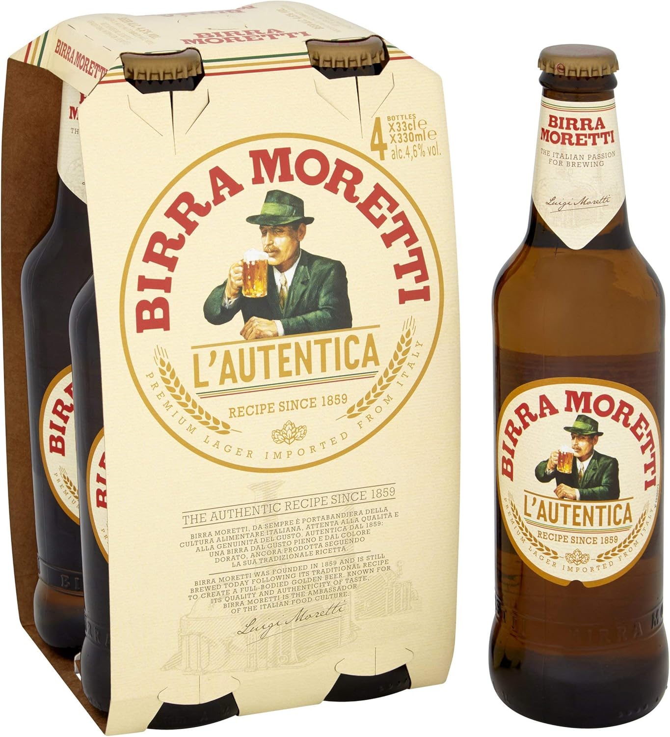 Birra Moretti Lager Beer Bottle, 4 X 330 Ml: Amazon.co.uk: Grocery