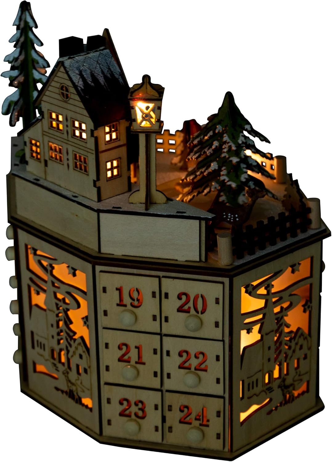 Clever Creations Traditional Wooden Round Advent Calendar | Festive ...