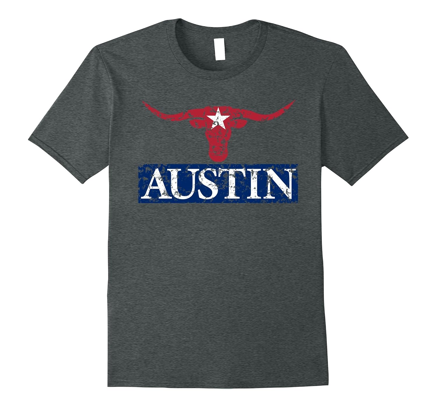 I Love Austin Texas Longhorn Faded Grunge T-Shirt-4LVS