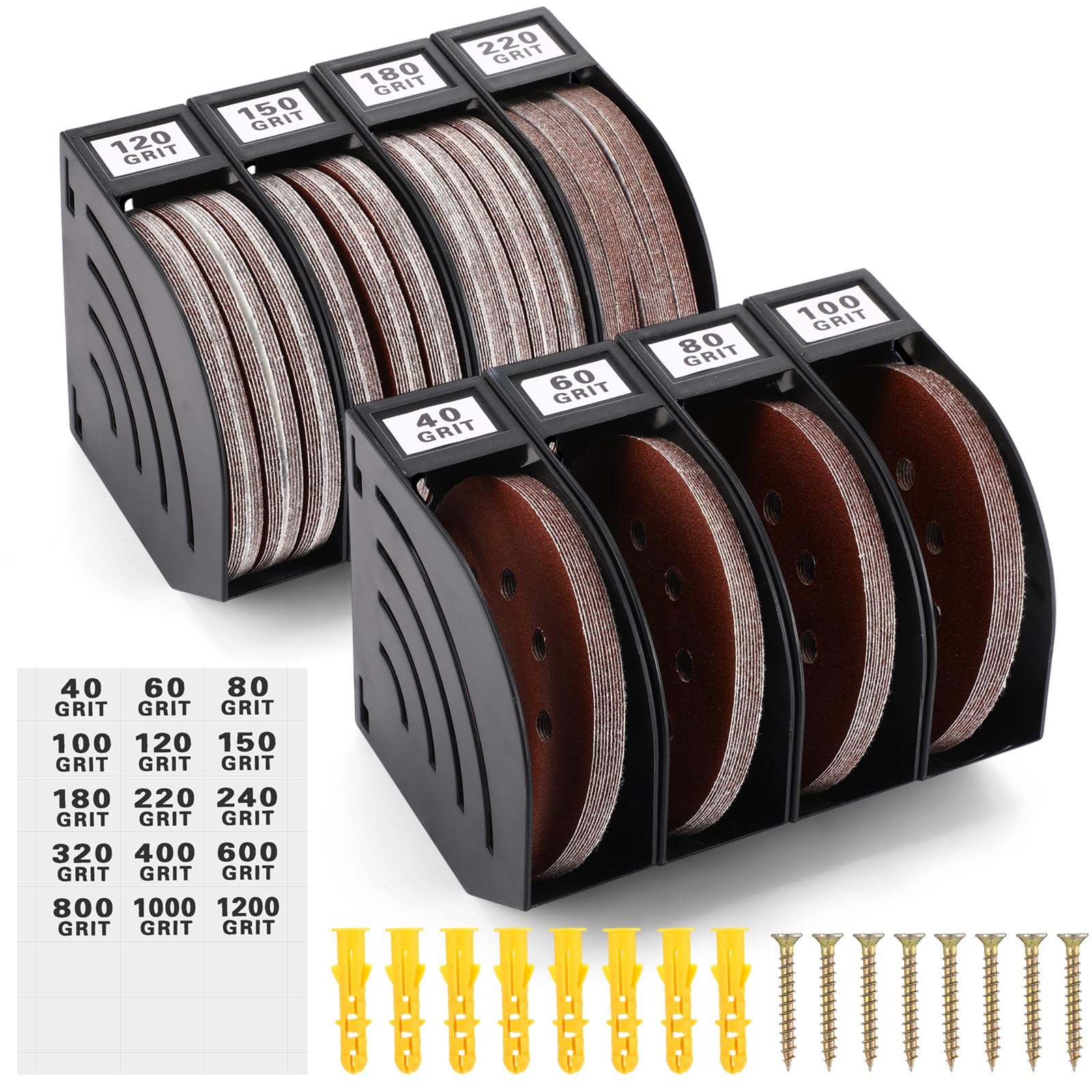 Colingmill 8 Pack Sandpaper Storage Organizer Boxes 5 Inch Sanding ...