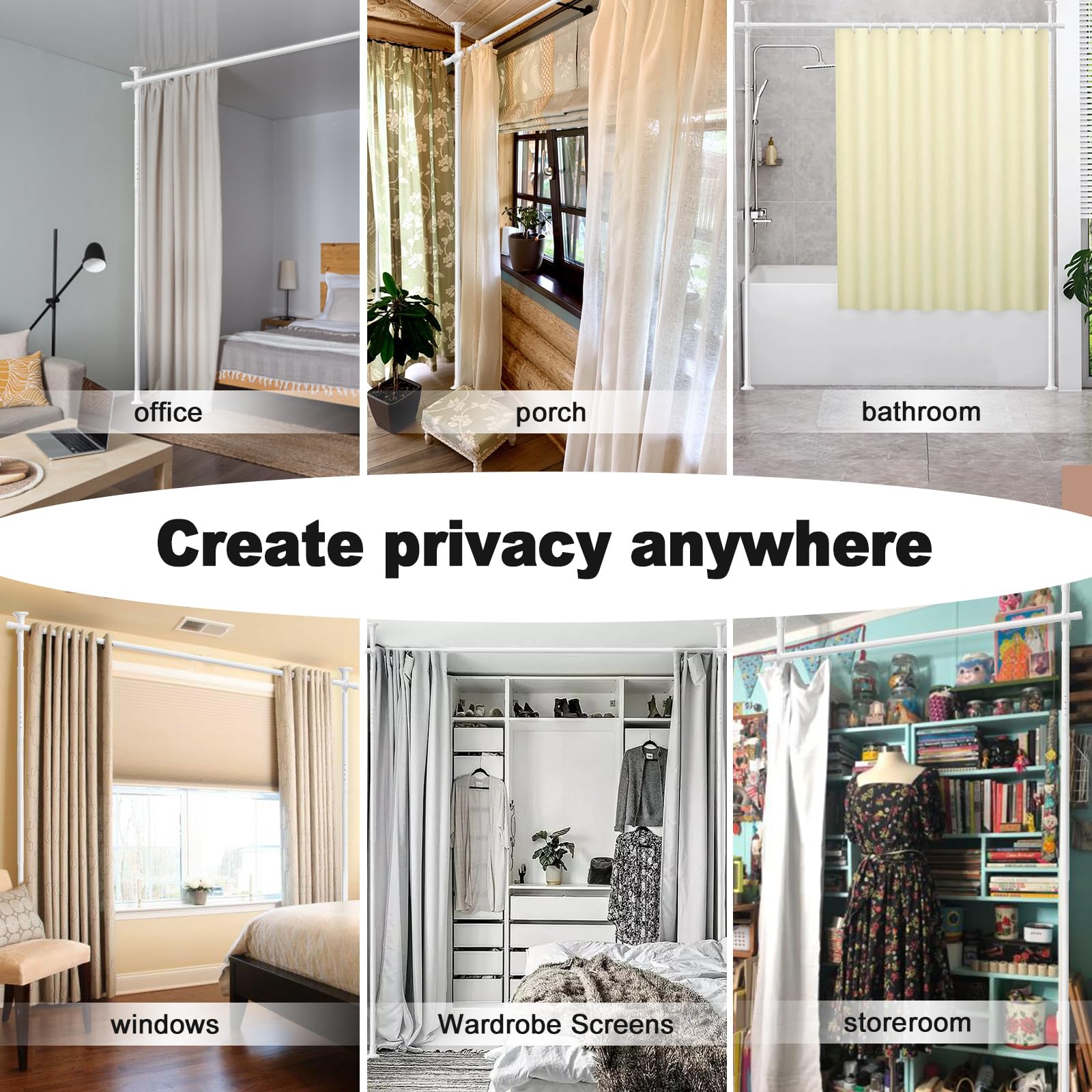 Mua Room Divider Curtain Rod,Vertical Tension Rod - Freestanding ...