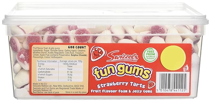 Swizzels Matlow Fun Gum Tubs Strawberry Tarts (3 x 600): Amazon.co.uk ...