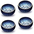 Amazon.com | CmengAo Tenmokus Tea Cups, 4 Pcs Blue Starry Sky Glaze Jianzhan Tenmoku Tea Bowl ...