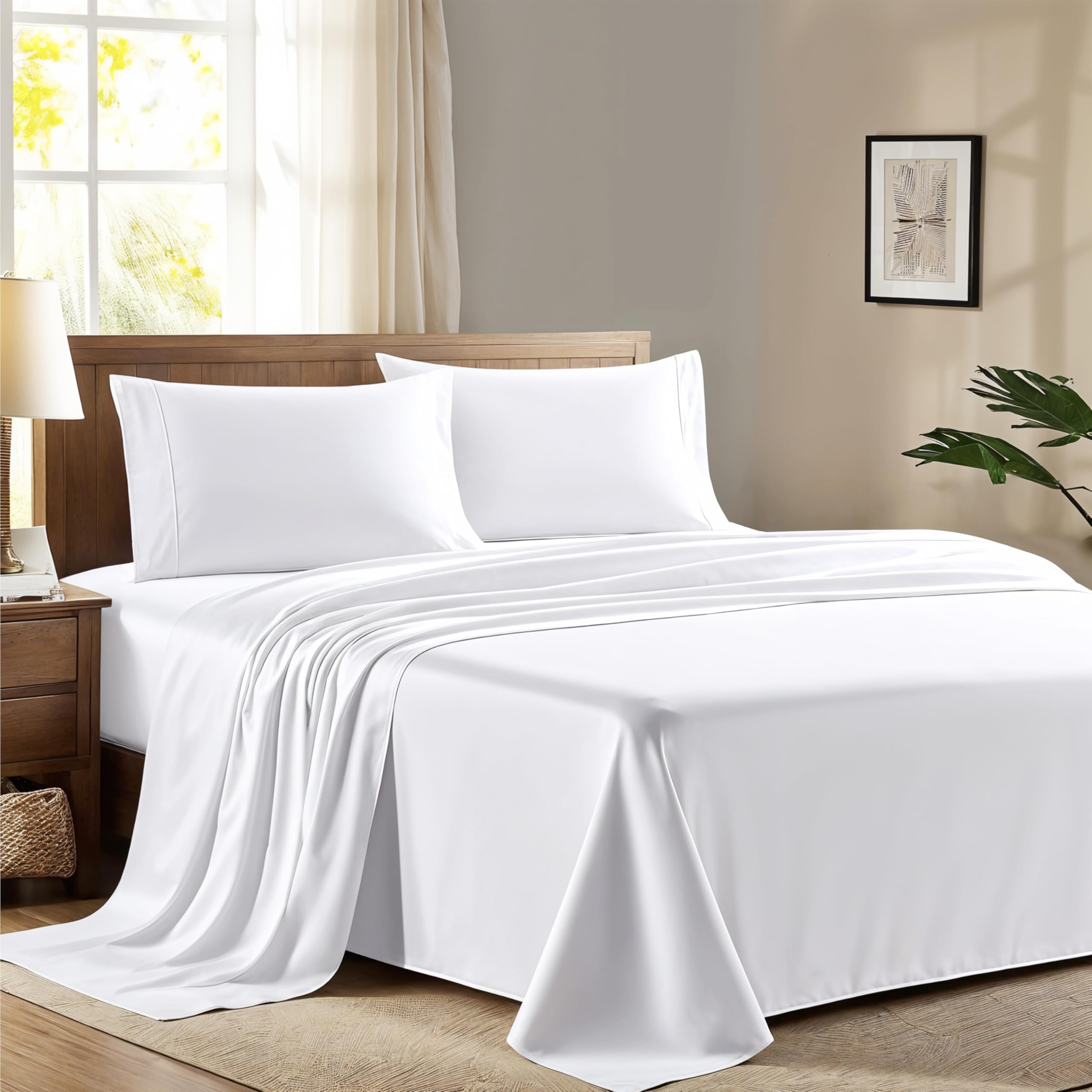 Ashton Sheets 100% Egyptian Cotton Queen Size Sheet Set - 600 Thread ...