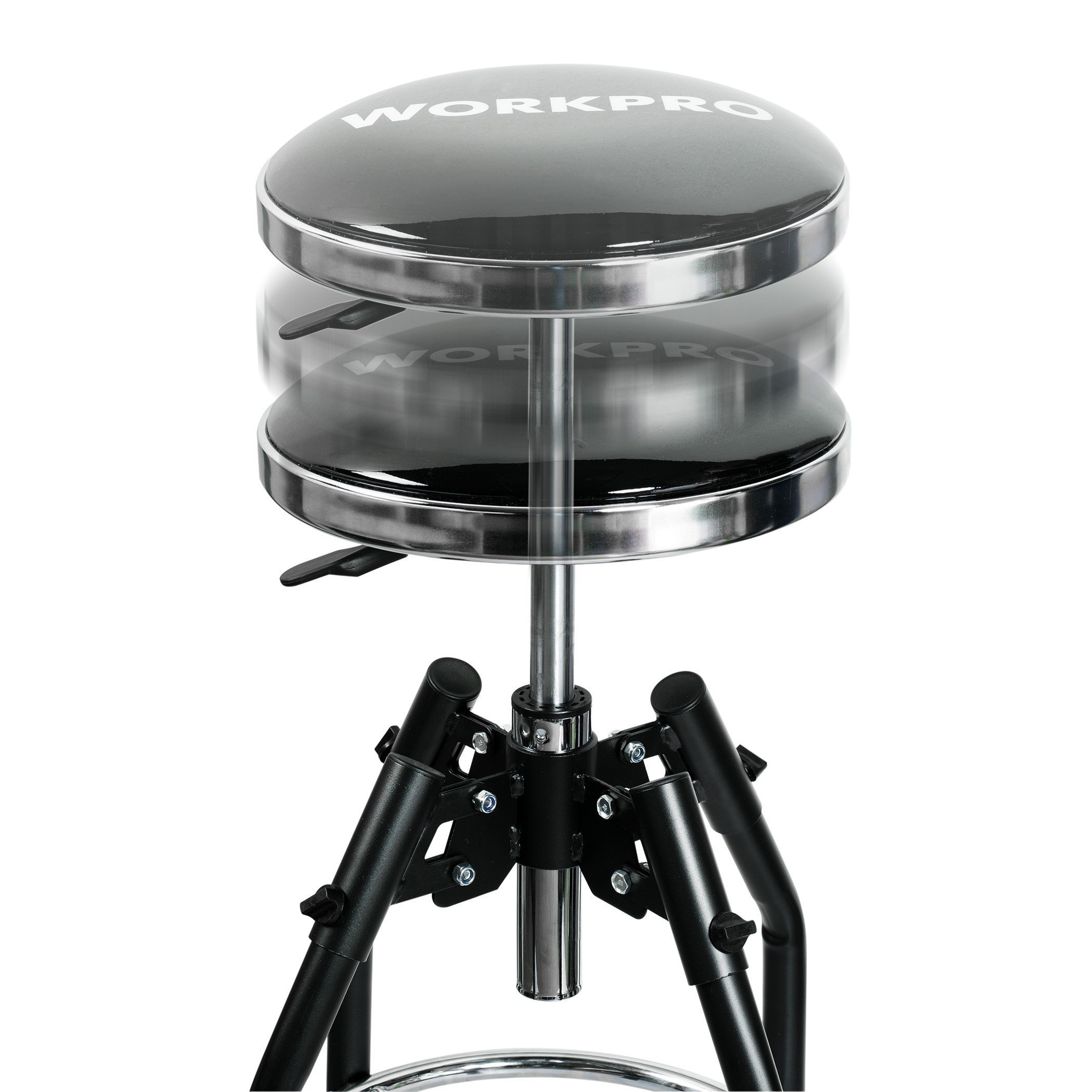 WORKPRO Heavy Duty Adjustable Hydraulic Shop Stool, Black