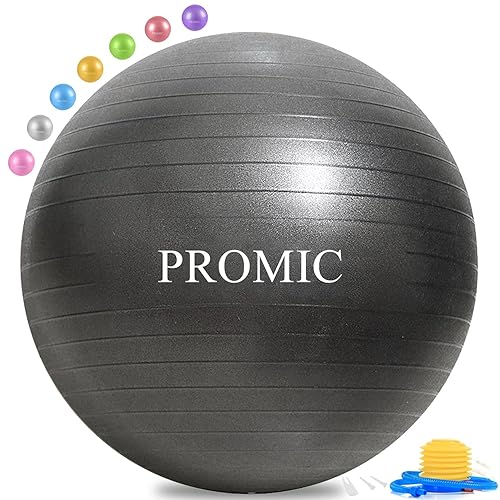 PROMIC Exercise Ball (55 cm) with Foot Pump, Professional Grade Anti ...