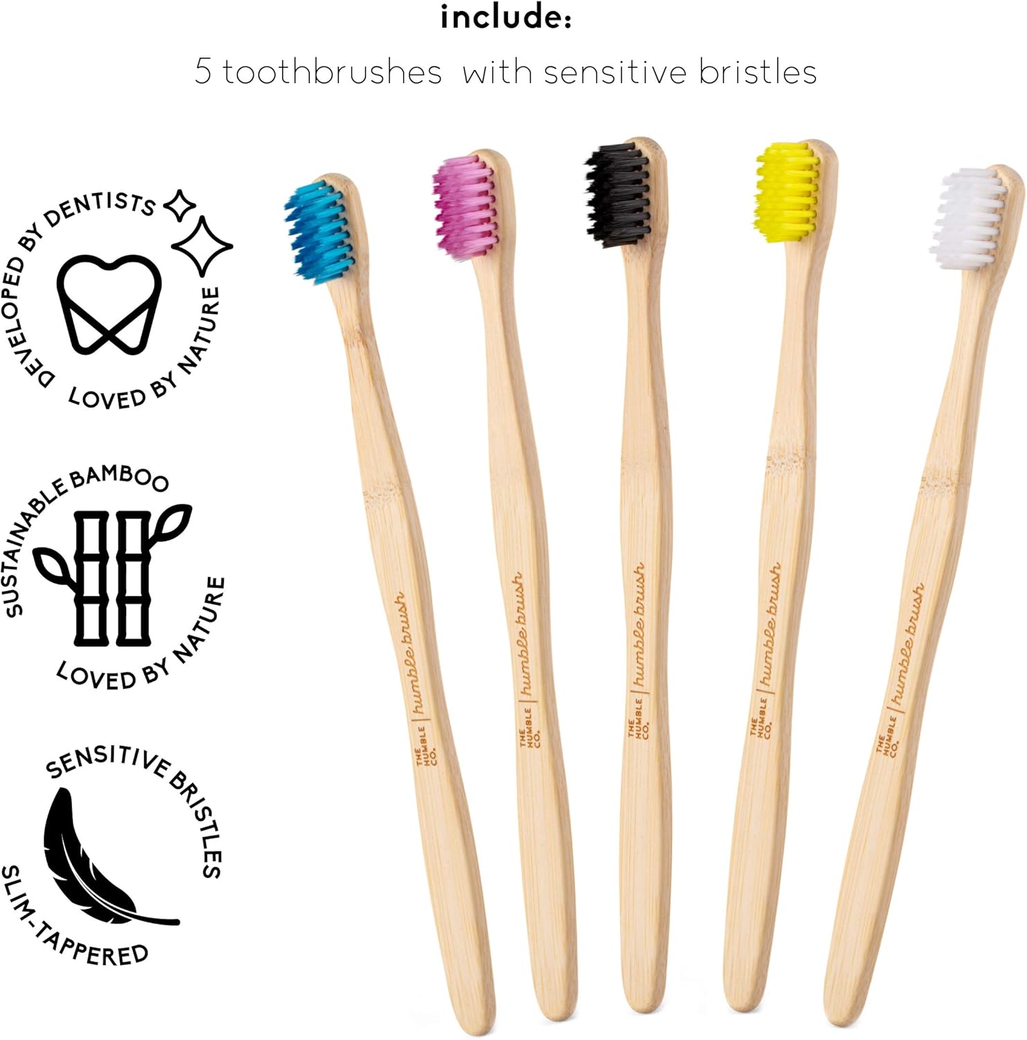 The Humble Co. Bamboo Toothbrush Family Pack (5-p) | Medium Bristles ...