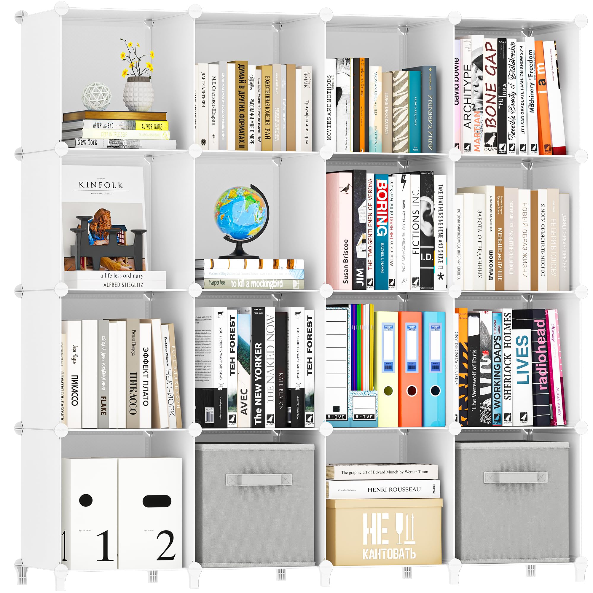 HOMIDEC Book Shelf 16 Cubes Bookcase Bookshelf Cube Storage Organizer ...