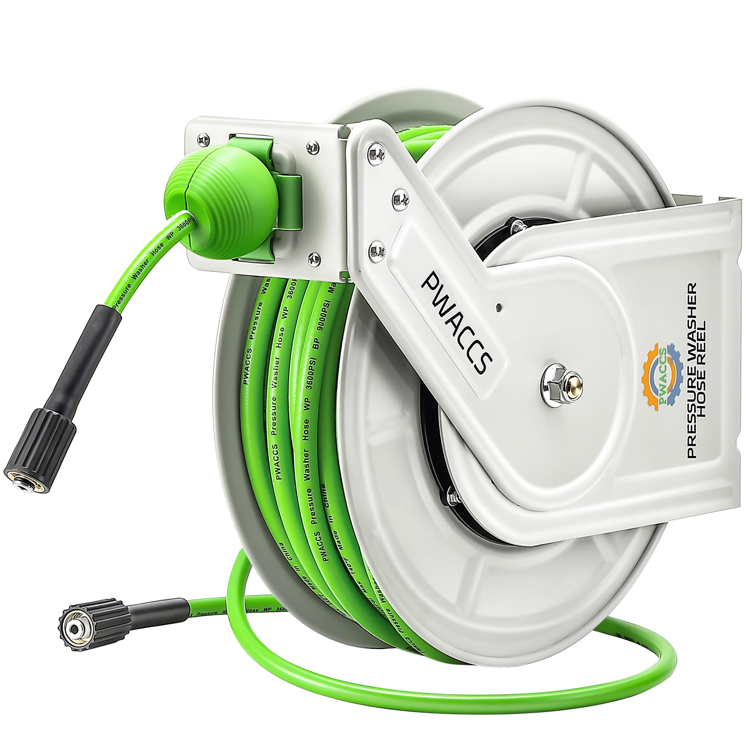 PWACCS Retractable Pressure Washer Hose Reel, 1/4" x 60ft Heavy Duty ...
