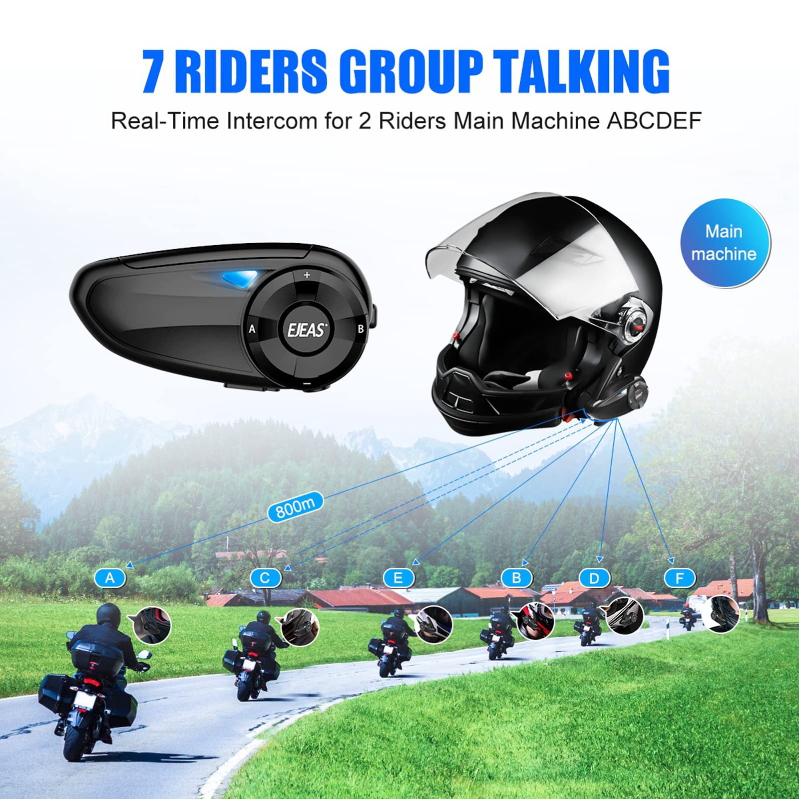Mua EJEAS Q7 Upgraded Motorcycle Intercom, Bluetooth 5.1 Wireless ...