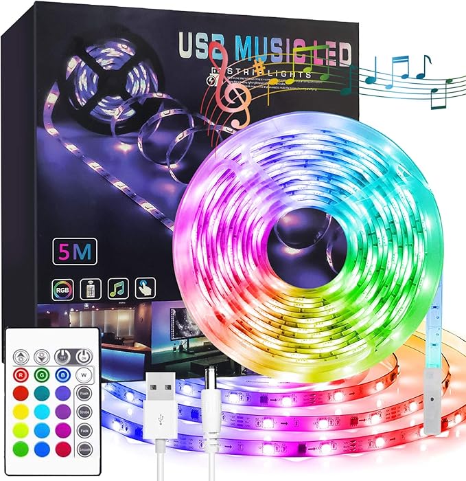 Ruban LED 5M 5050 RGB Bande LED,IP65 Lumière LED Décorative Multicolore ...