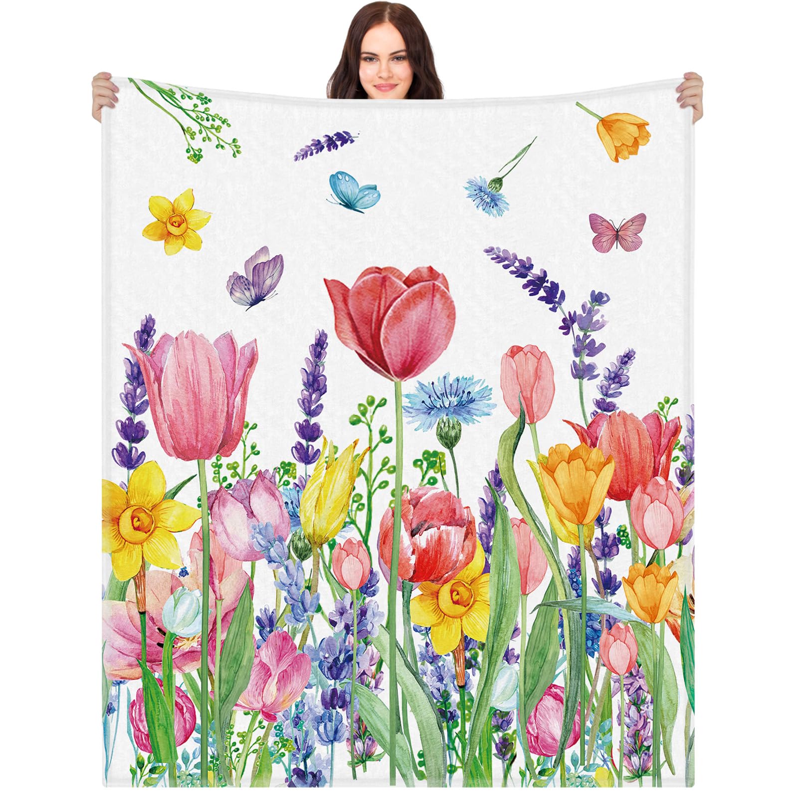 Buryeah Tulip Blanket Spring Summer Flower Throw Blanket Home Gifts ...