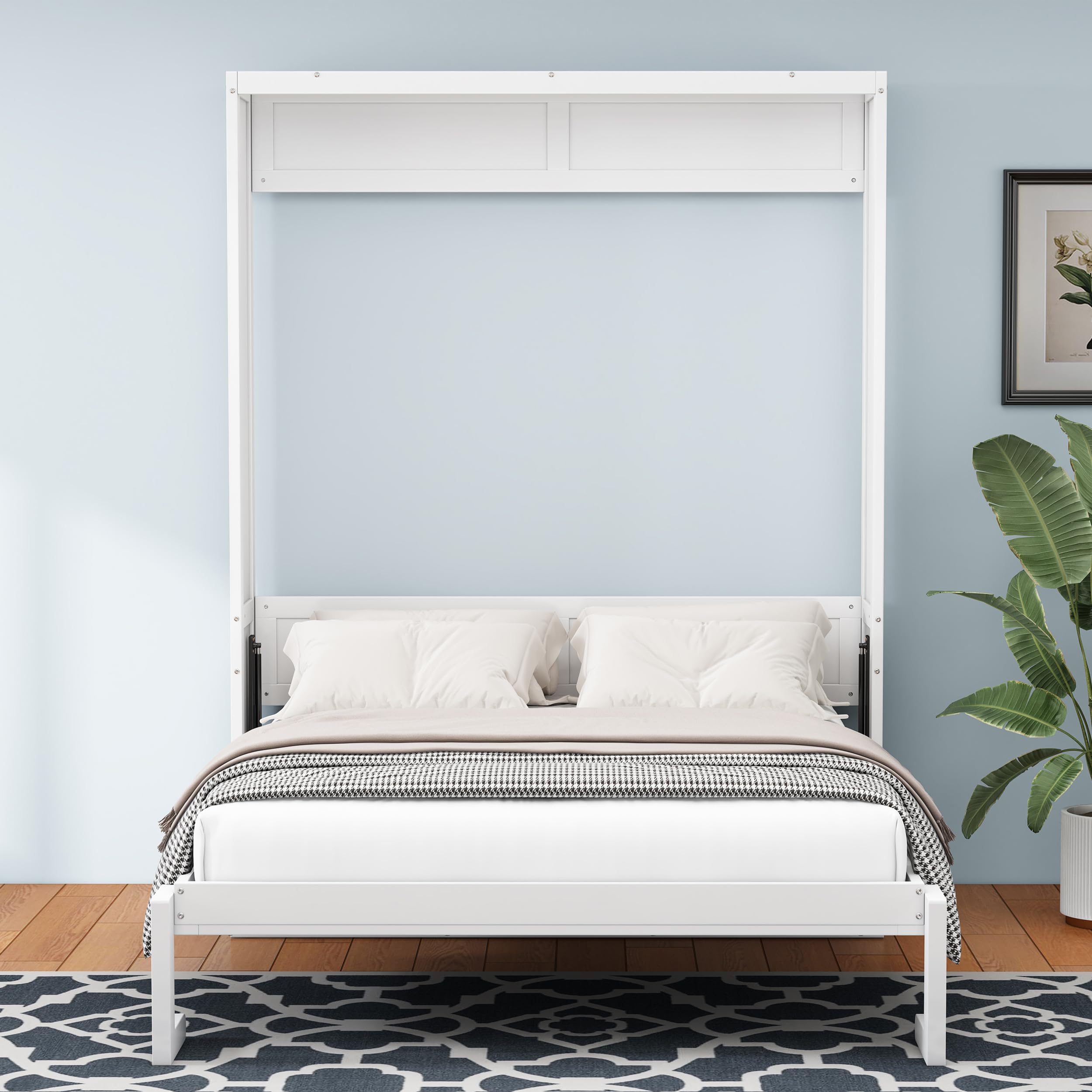 LUSPAZ Full Size Murphy Bed with Desk can be Folded into a Cabinet ...