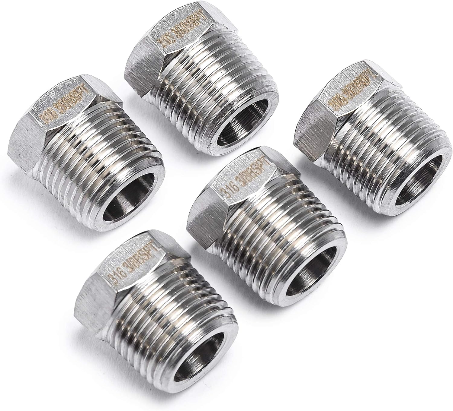 LTWFITTING Stainless Steel 316 Pipe Hex Head Plug Fittings 3/8-Inch ...