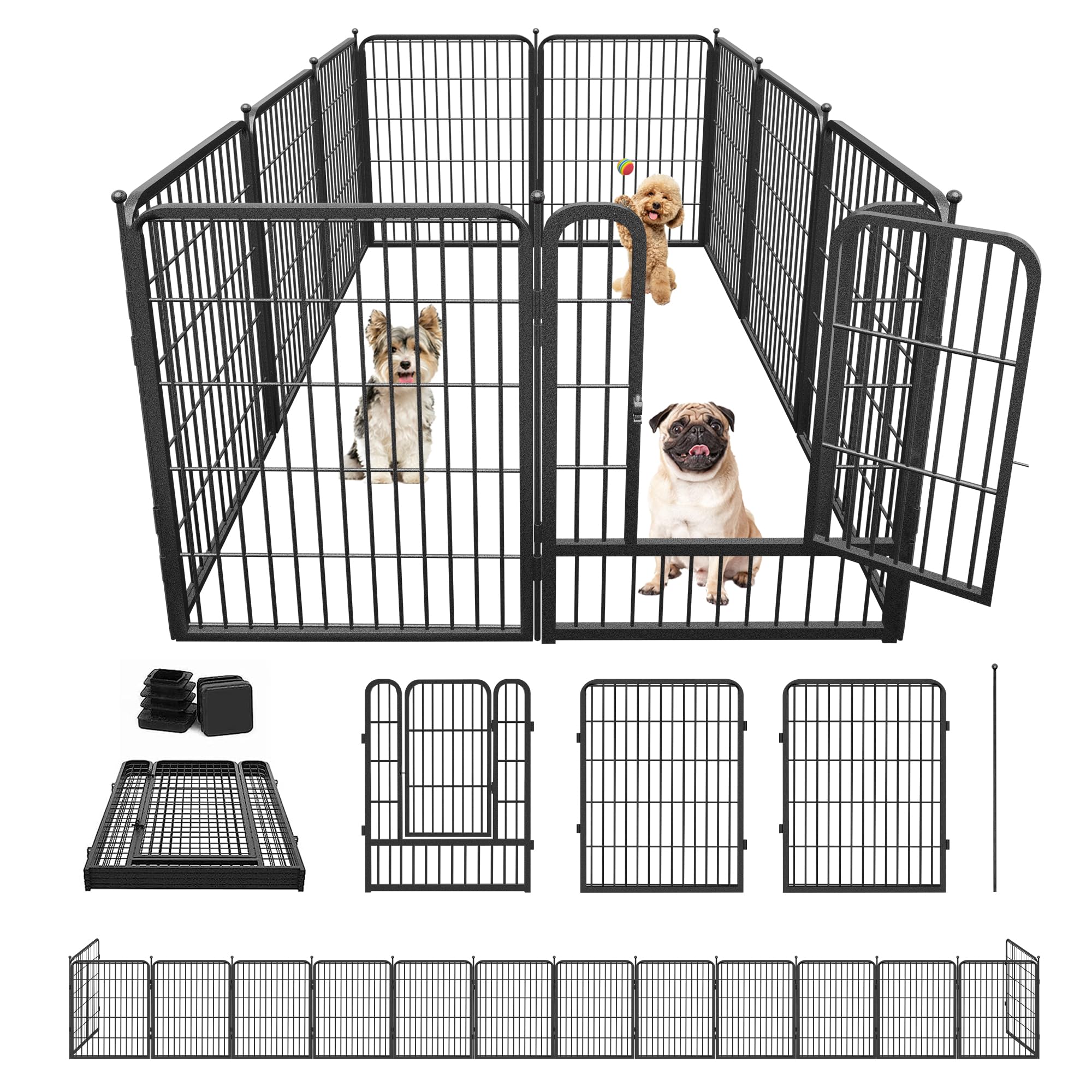 Jhsomdr Dog Playpen 32 inch 10 Panels Portable Dog Fence Outdoor for ...