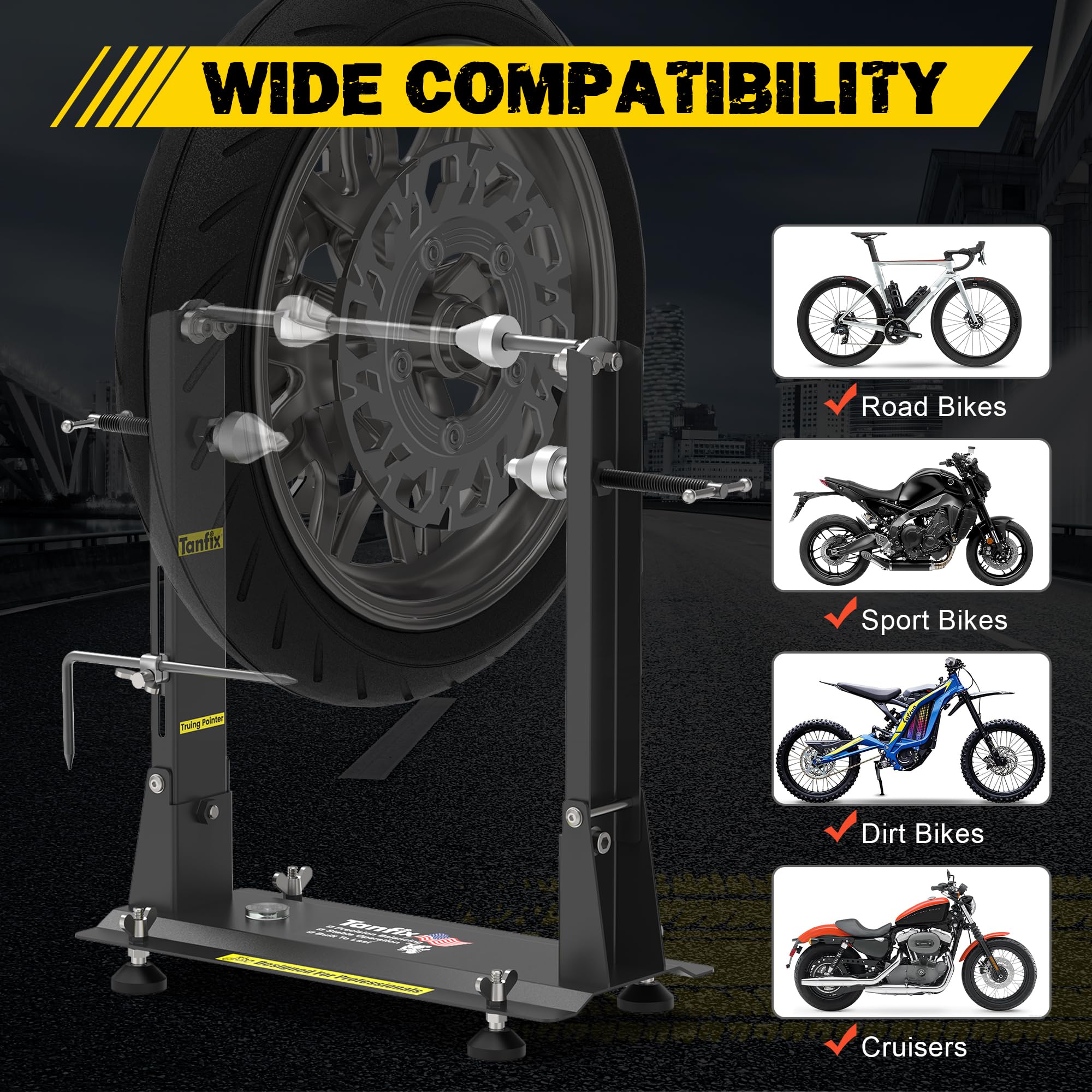 Folding Motorcycle Wheel Balancer & Truing Stand, Heavy-Duty 2-in-1 ...