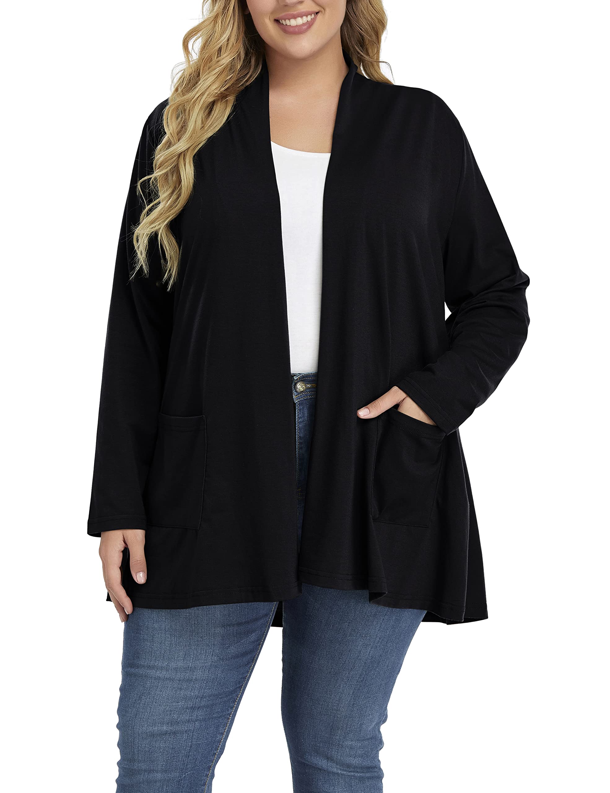 Long Plus Size Cardigans for Women Easy to Wear Open Front Clothing ...