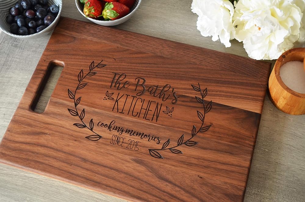 Amazon.com: Personalized Laser Engraved Wood Cutting Board With Laurel ...