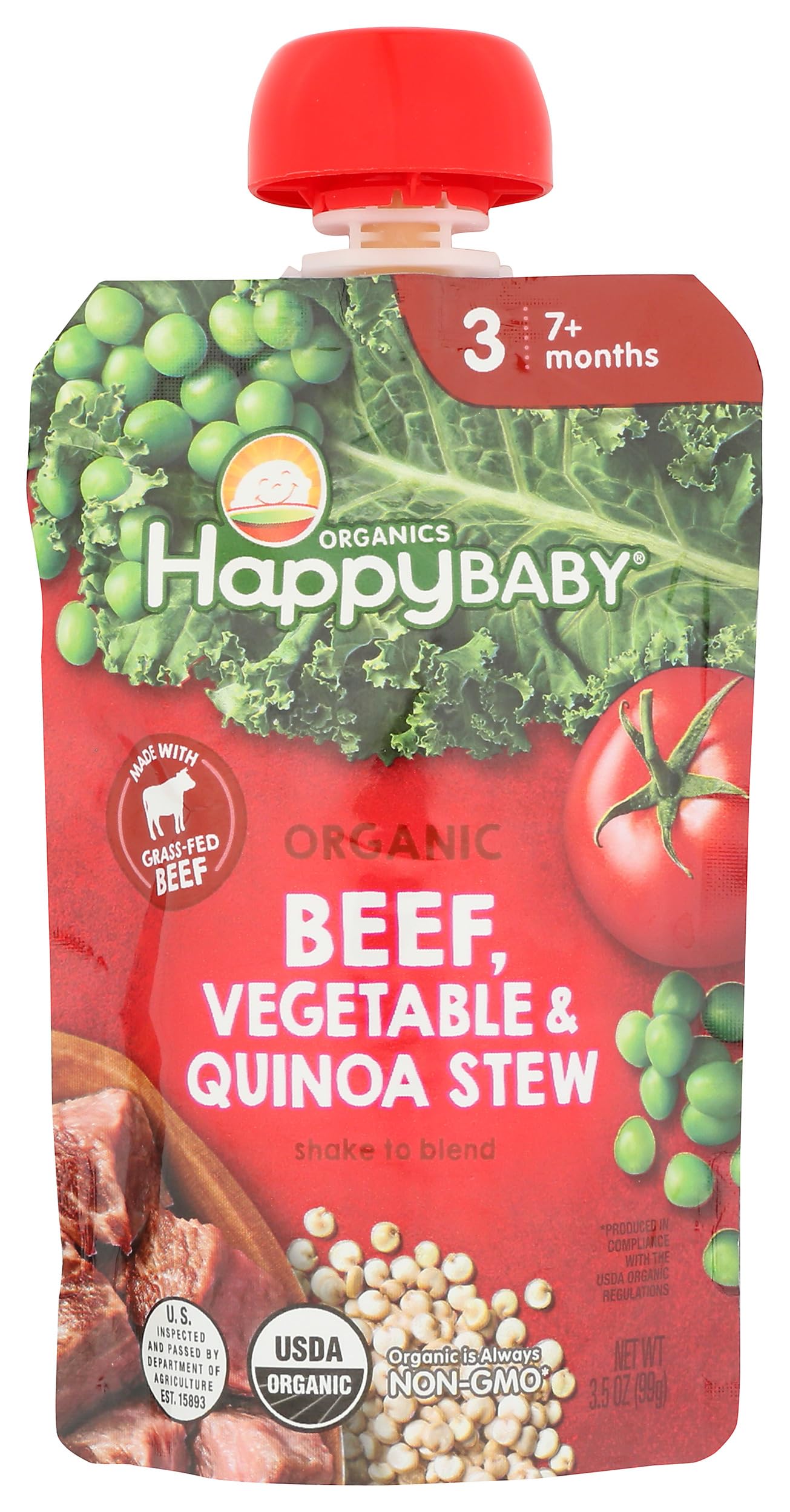 HAPPY BABY Organic Beef Vegetable & Quinoa Stew Baby Food, 3.5 OZ exp ...