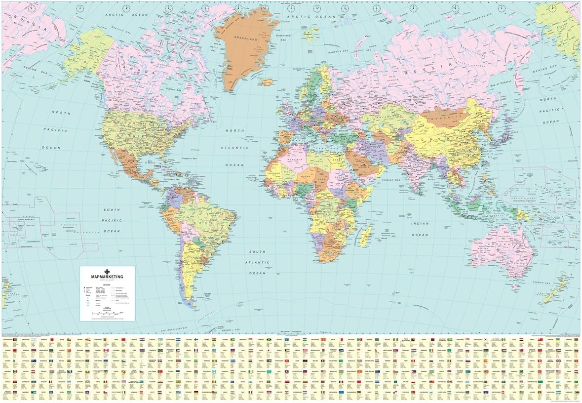 Map Marketing – Map Of The World – Large Laminated World Map Poster ...