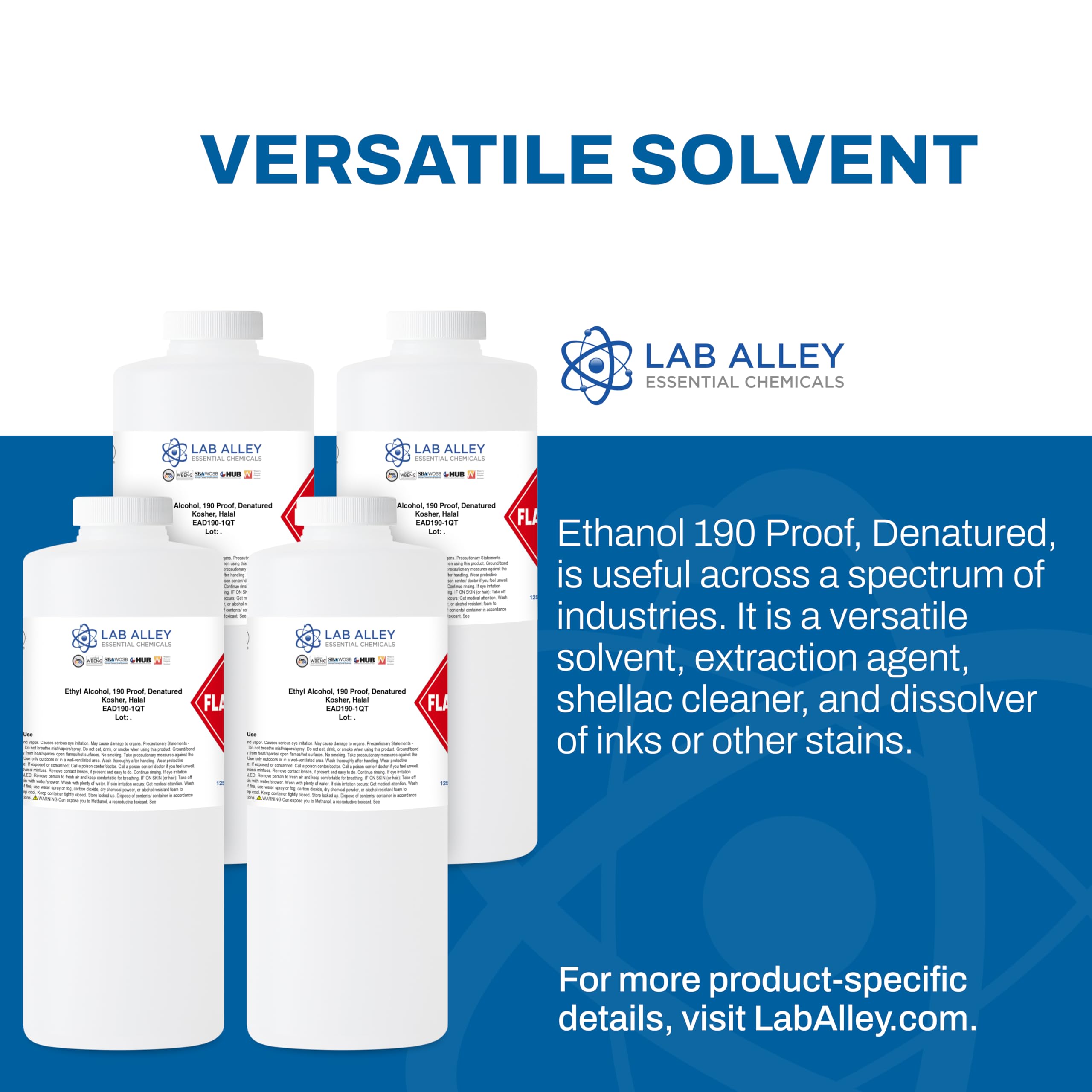 Mua Lab Alley Ethanol 190 Proof Denatured Alcohol, High Purity Solvent ...