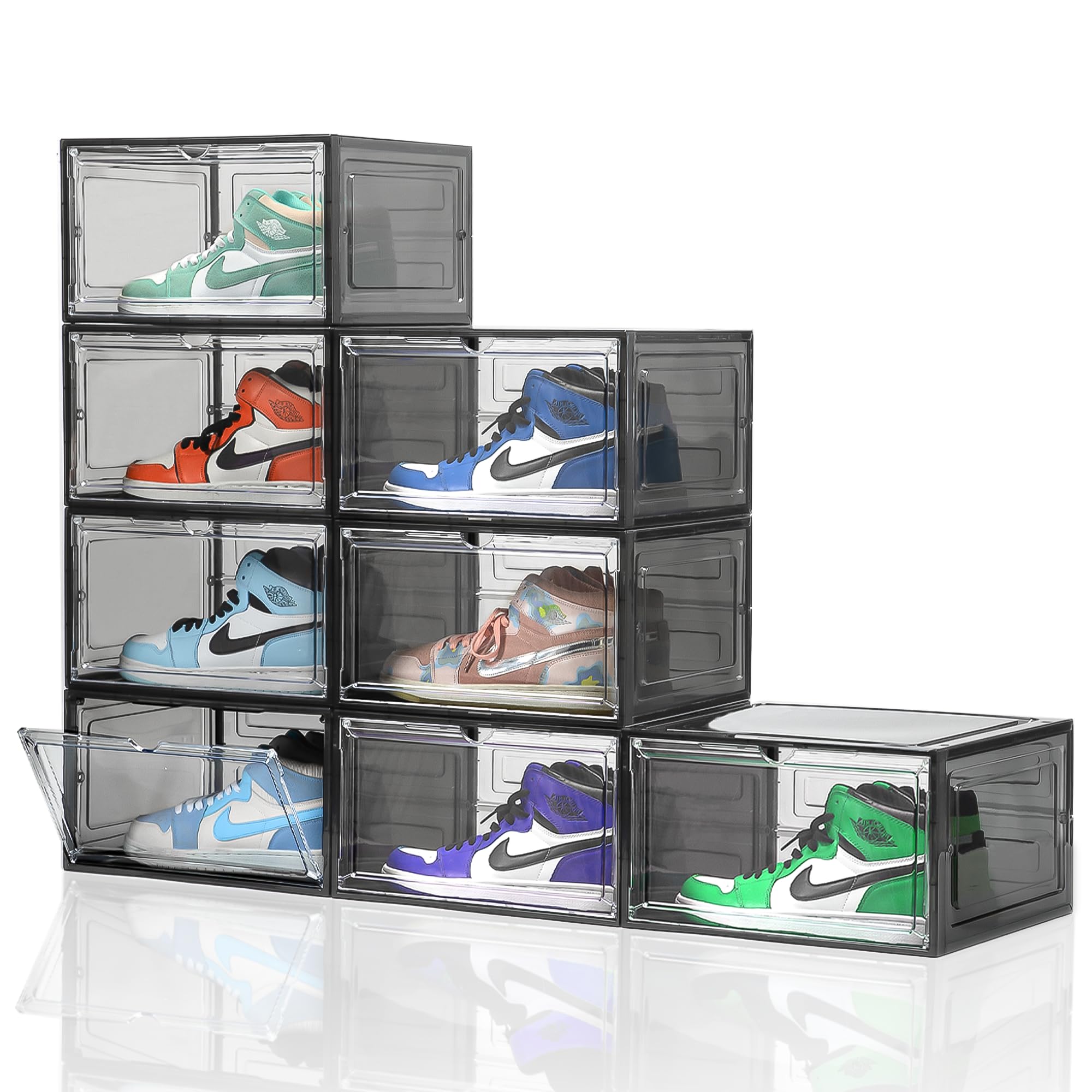 Attelite Shoe Box, Upgraded Large Clear Shoe Storage Box Stackable, 8 ...