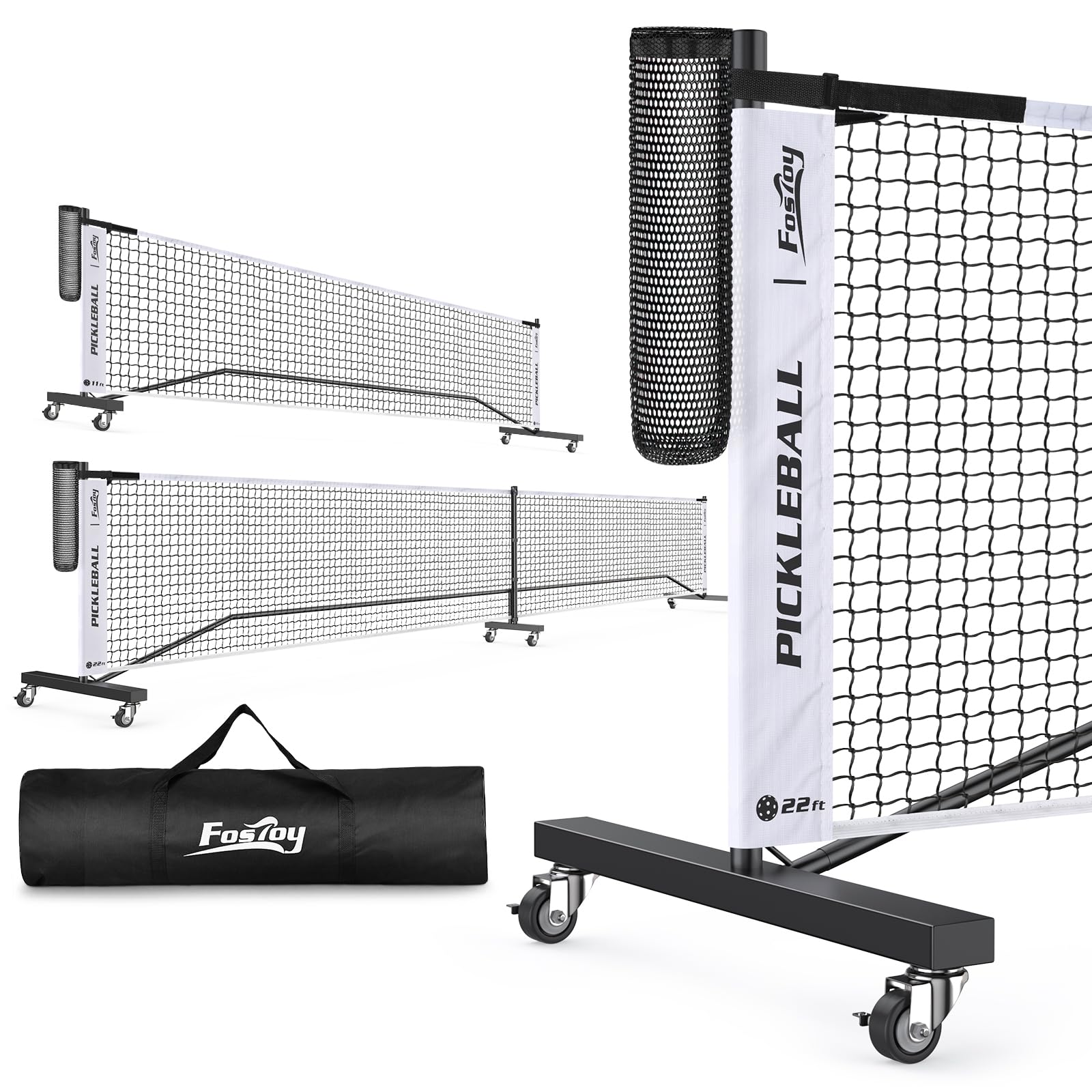 Pickleball Net with Wheels, Portable 2-in-1 Pickle Ball Net with Ball ...