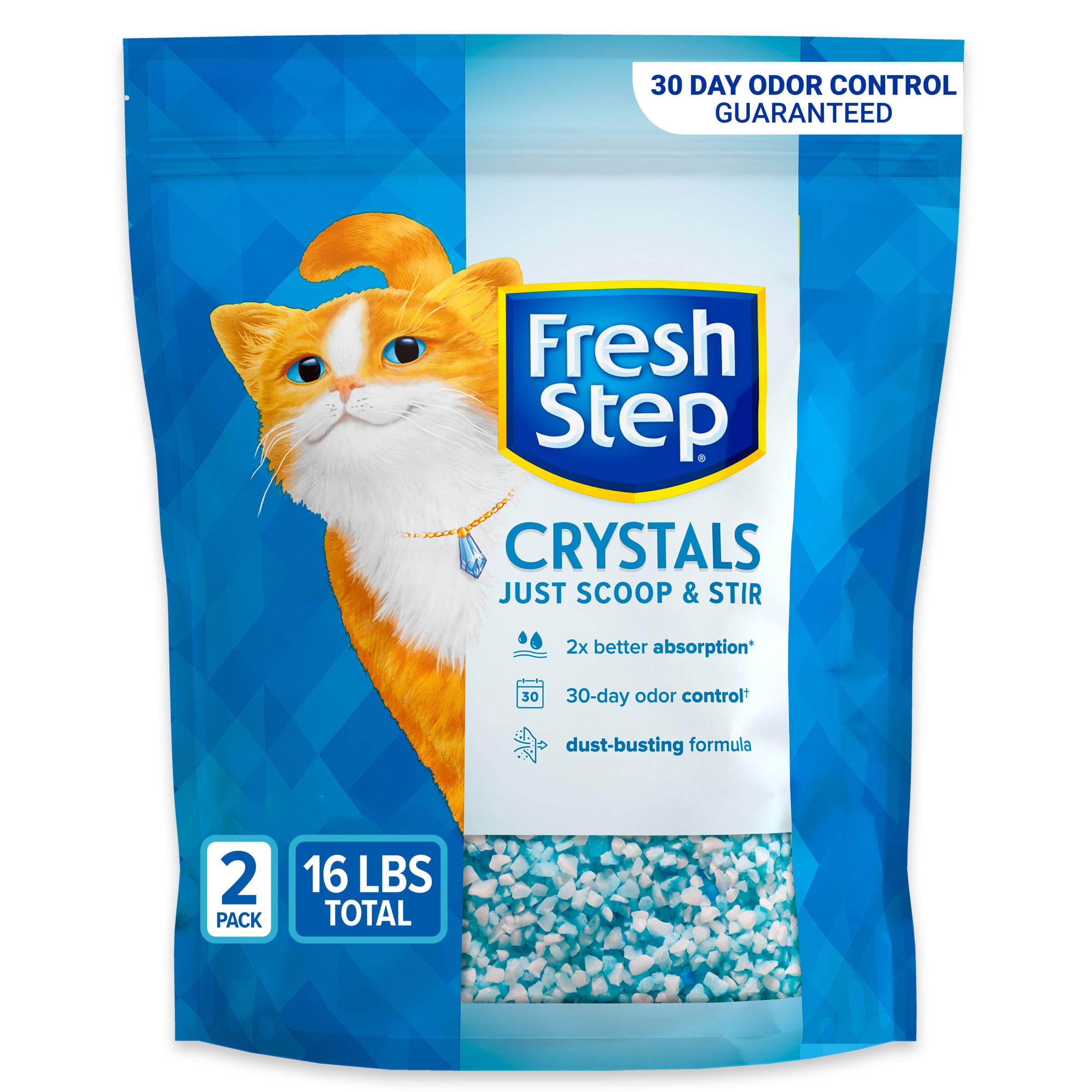 Fresh Step Crystals, Premium Cat Litter, Scented, 8 Pounds, Pack of 2 ...
