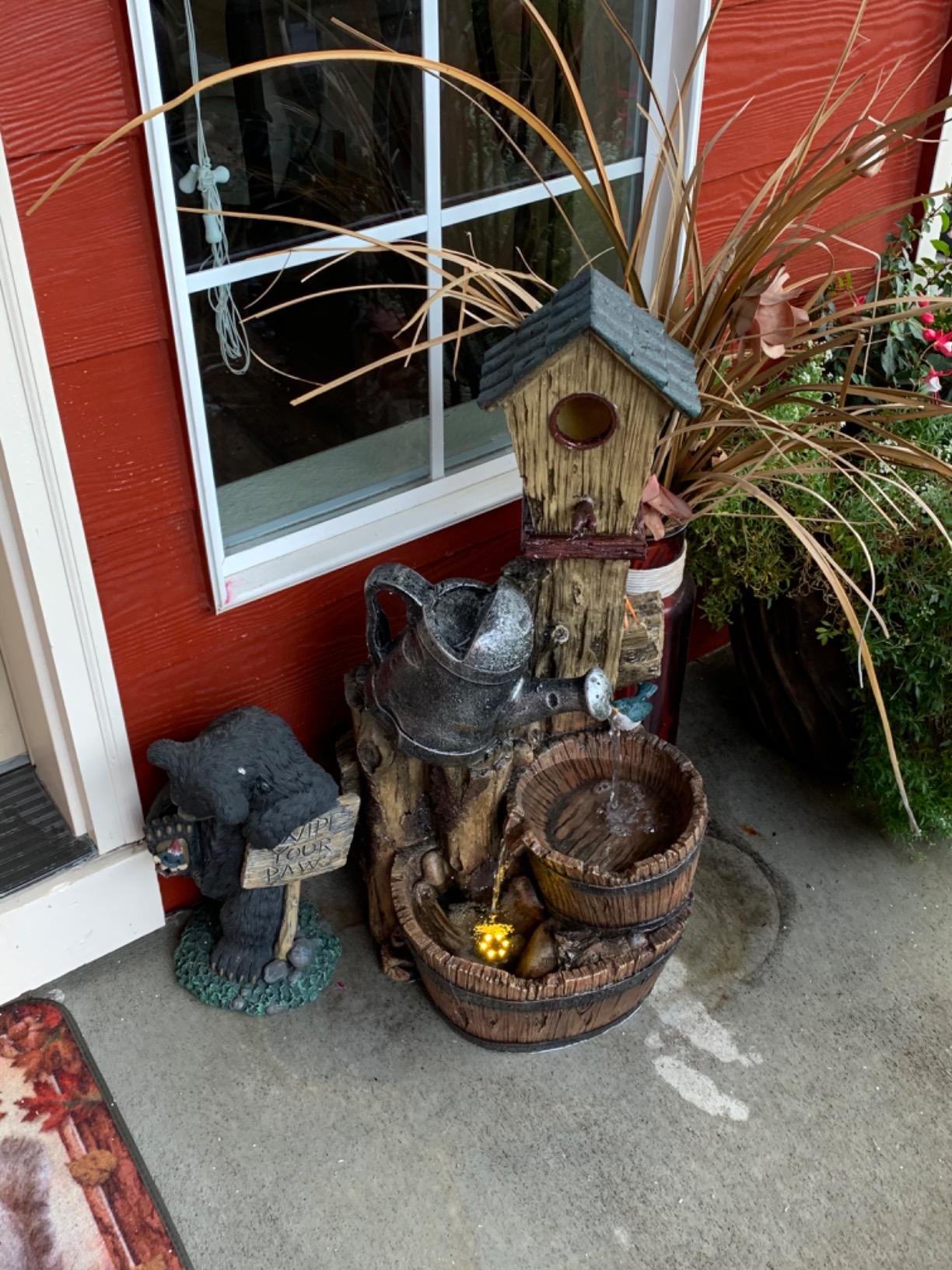 $26/mo - Finance Sunnydaze Rustic Birdhouse Outdoor Water Fountain ...