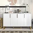 Amazon.com - LUMISOL Modern Sideboard Buffet Storage Cabinet with 4 Doors and Metal Legs ...