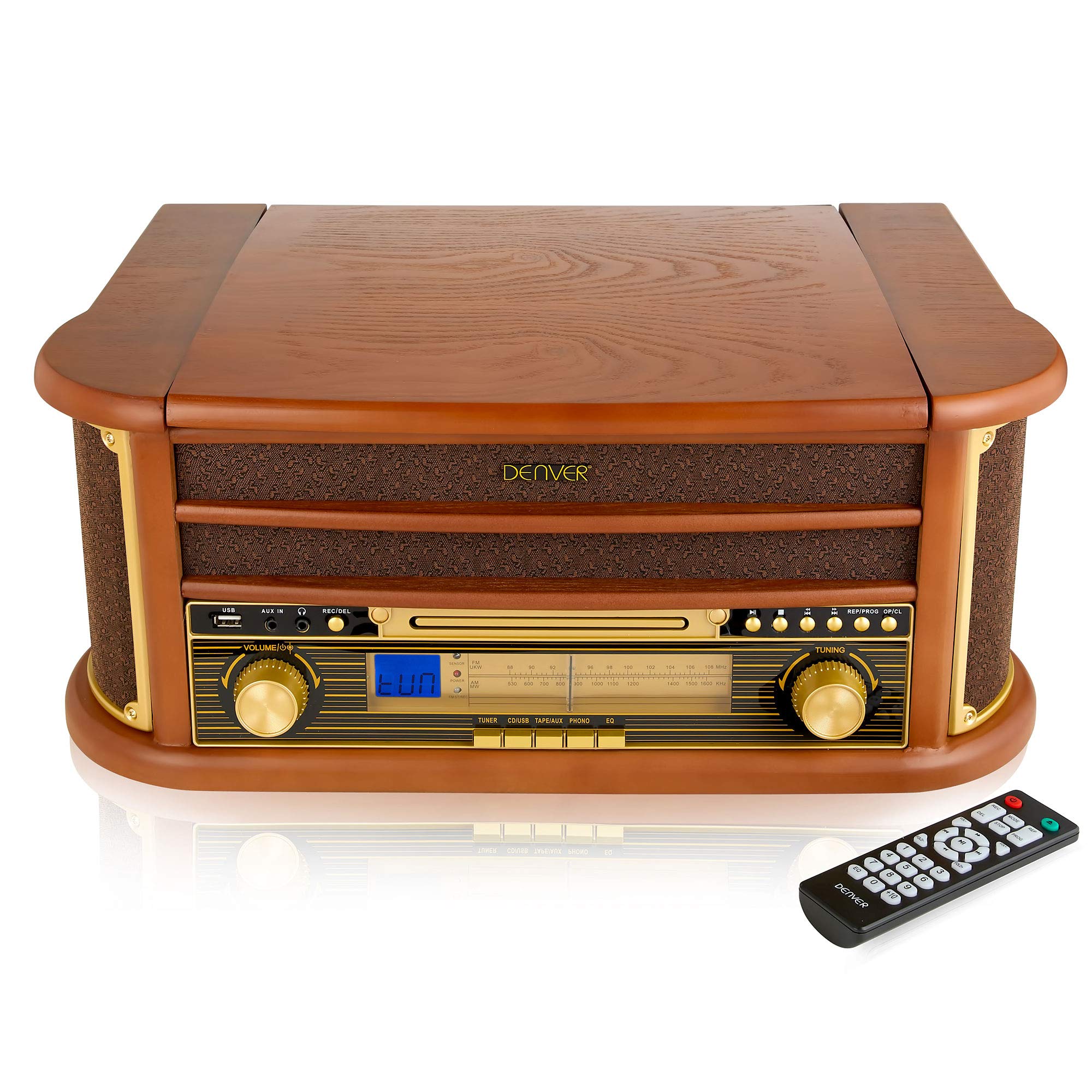 Mua Denver 8-in-1 CD Cassette Player Retro Wooden Record Player HiFi ...