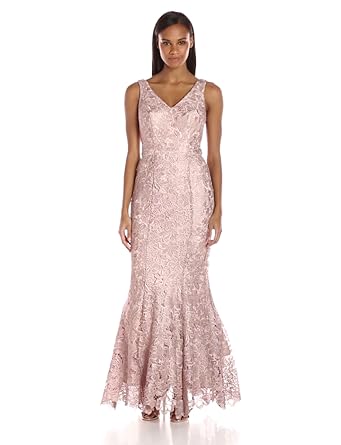 Amazon.com: JS Collection Women's V Neck Lace Mermaid Gown: Clothing